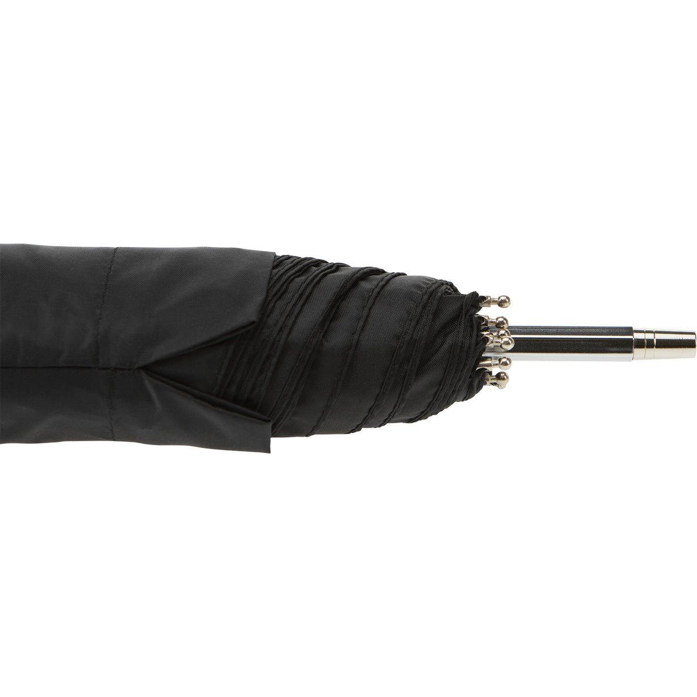 Compact Collapsible Umbrella - Optical White Satin with Removable Blac